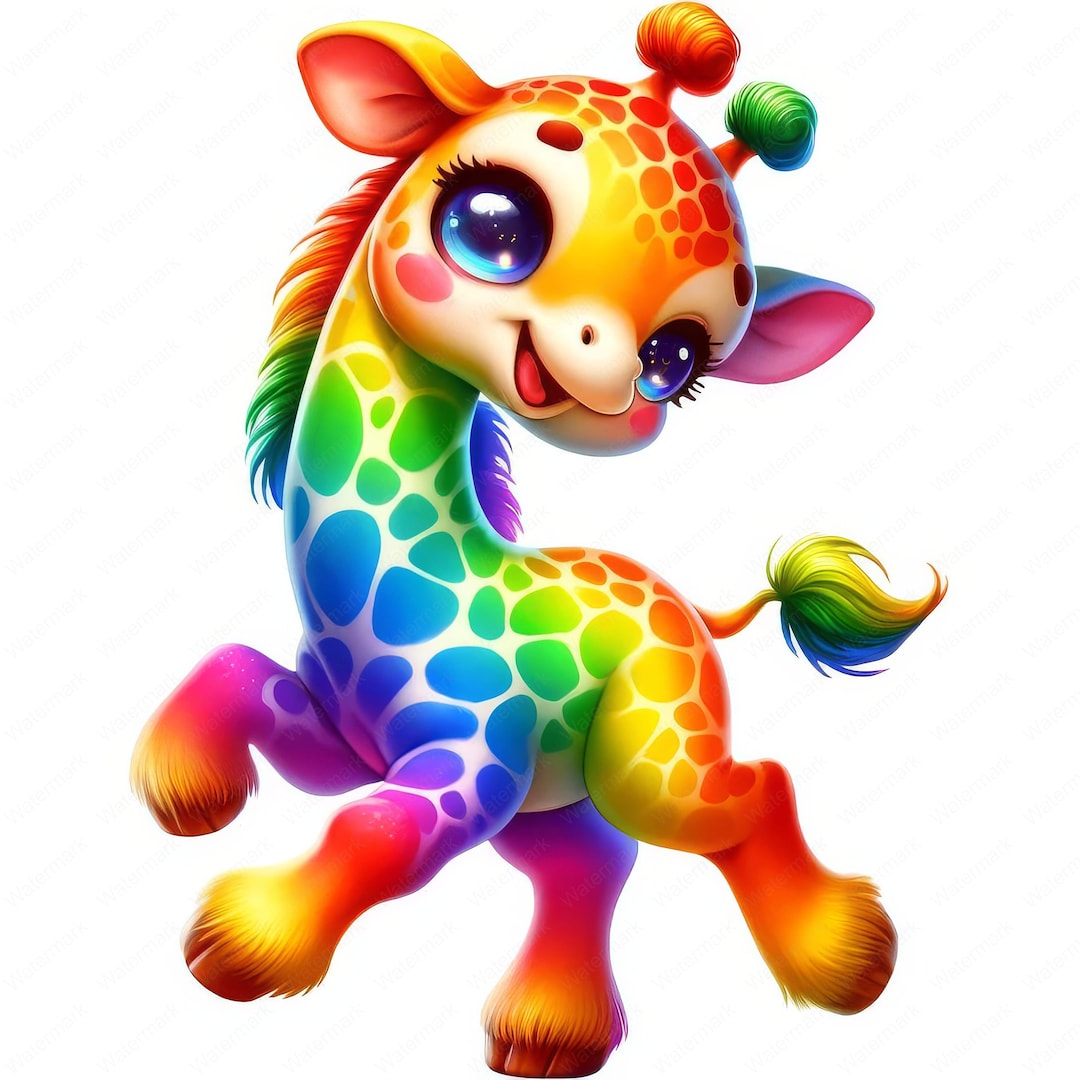 Rainbow Giraffe Clipart Cute Rainbow Giraffe Clipart Bundle 10 High ...