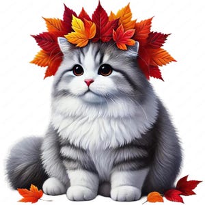 Cute Fall Cat Clipart | Fall Cat Clipart Bundle | 10 High-quality ...
