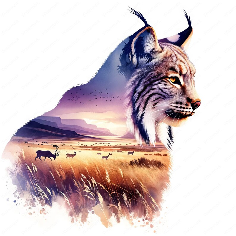 Majestic Lynx Clipart Bundle: Forest Animal Art (digital Download ...