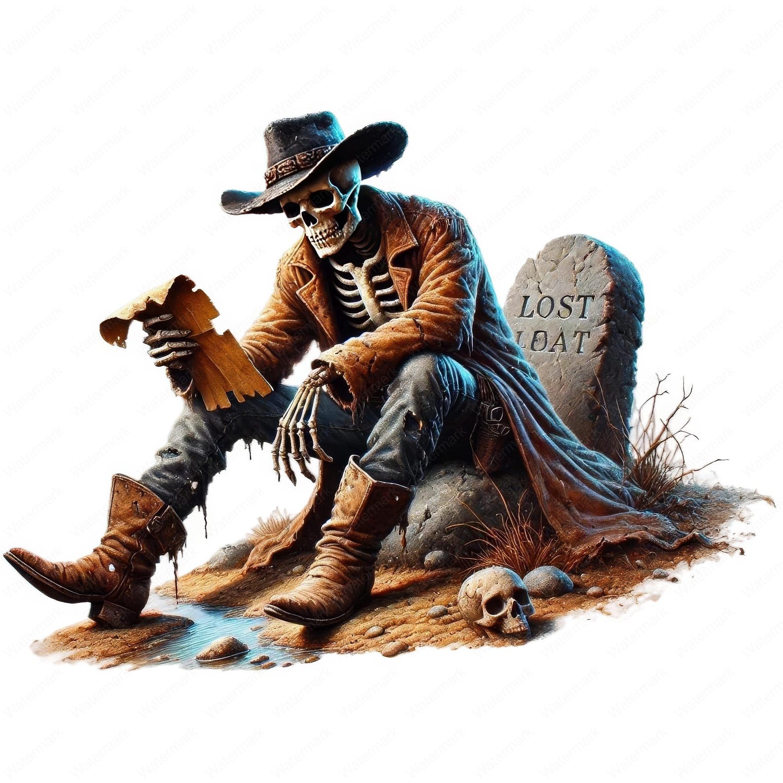 Skeleton Cowboy Clipart: Western Horror Art (digital Download) - Etsy