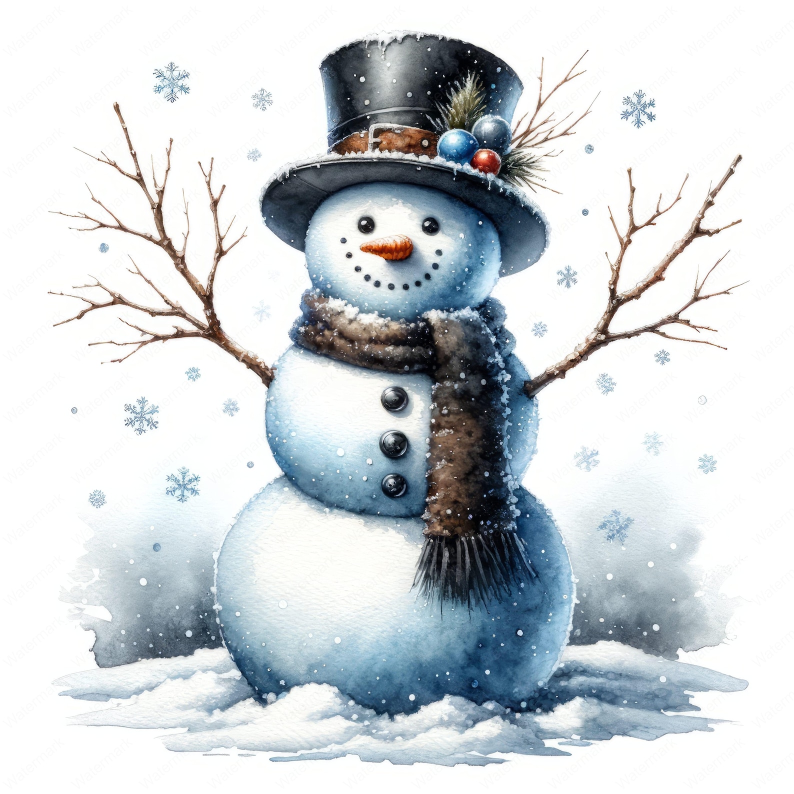 Christmas Snowman Clipart Bundle: Festive Winter Art (digital Download ...