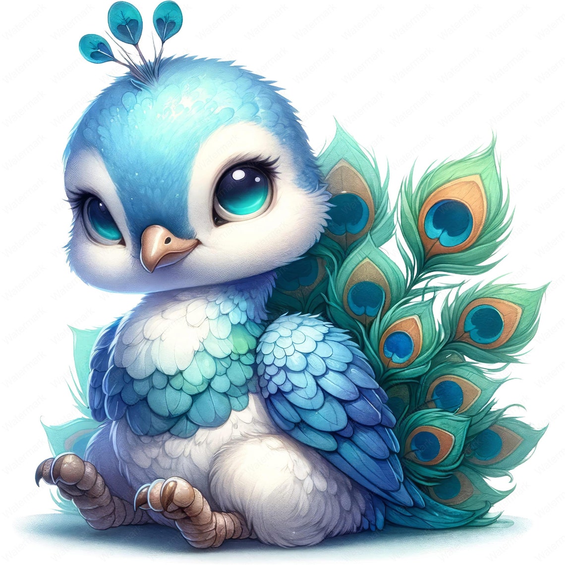 Clipart paon mignon | Adorable lot de cliparts paon | 10 modèles de ...
