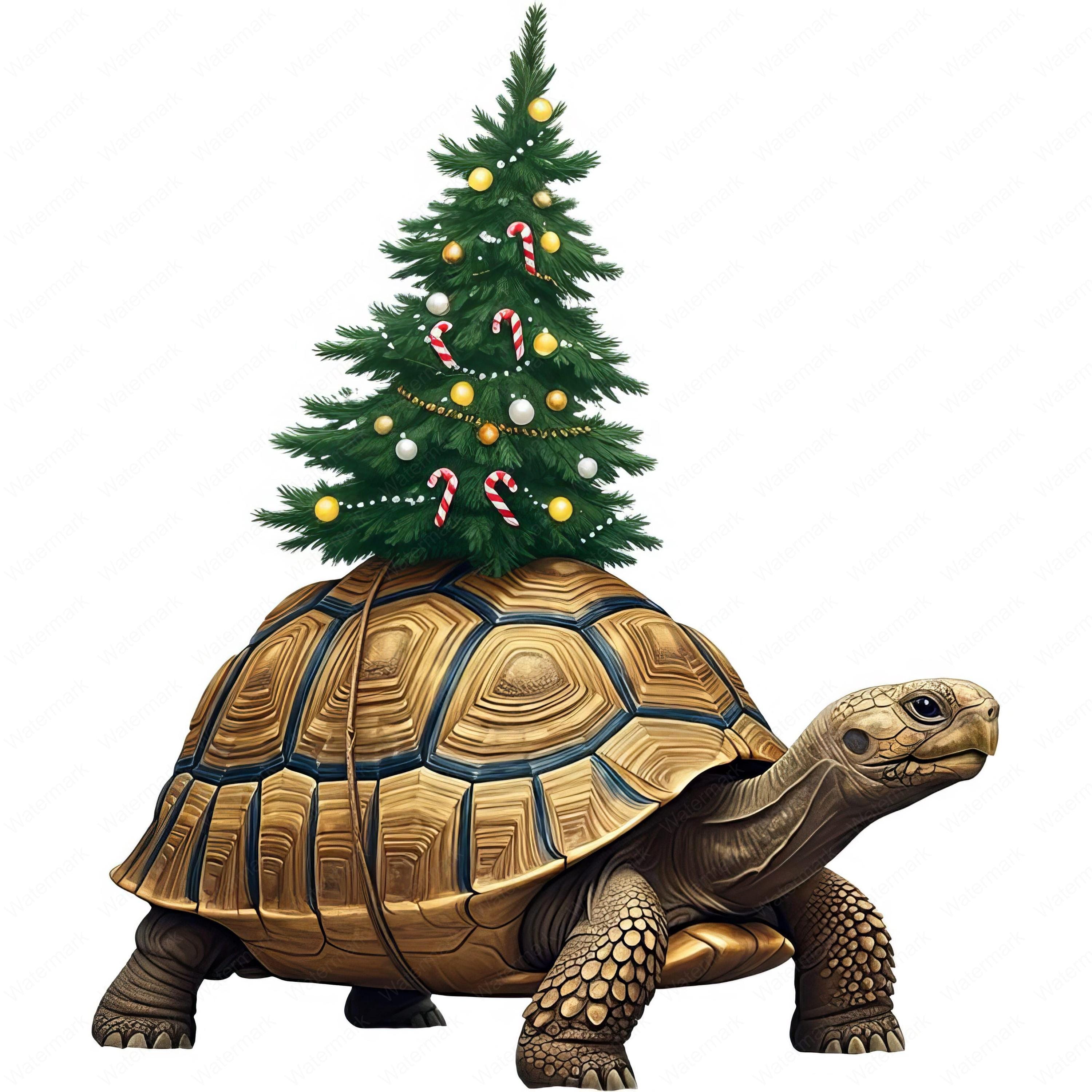 Whimsical Christmas Turtle Clipart: Holiday Animal Art (digital ...