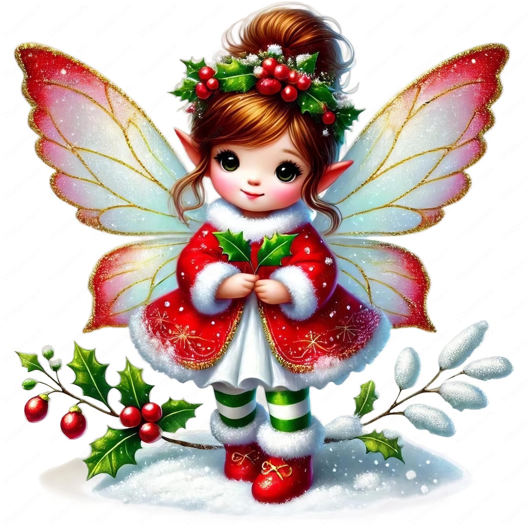 Christmas Pixie Clipart Bundle: Holiday Fairy Art (digital Download ...