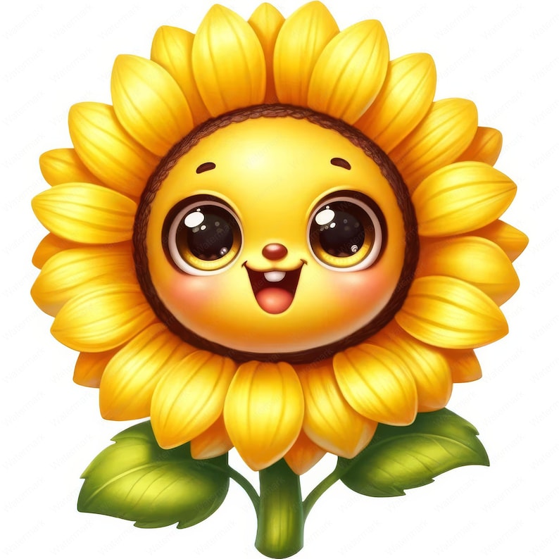 Sunflower Smiley Face Clipart Bundle | Cheerful Flower Art (digital ...