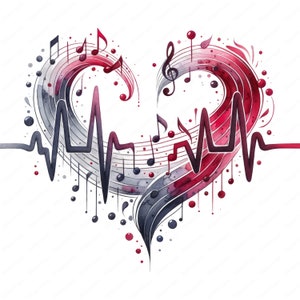 Musical Heartbeat Clipart | Rhythmic Heartbeat Clipart Bundle | 10 High ...