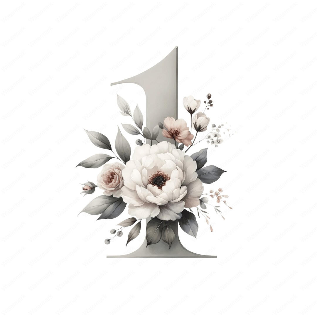 Elegant Floral Numbers Clipart | 10 High-quality PNG | Invitation ...