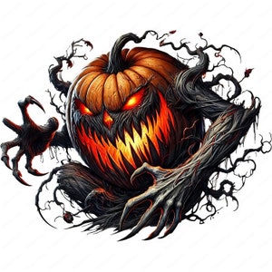 Spooky Pumpkin Clipart Bundle: Halloween Art, Commercial Use (digital ...