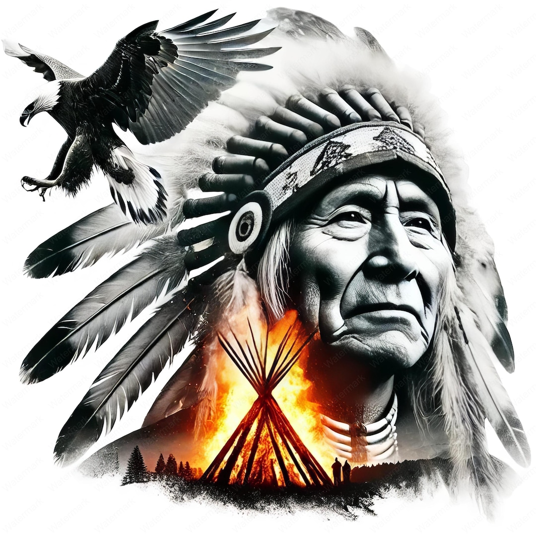 Native Chief Double Exposure Clipart: PNG Bundle (digital Download) - Etsy