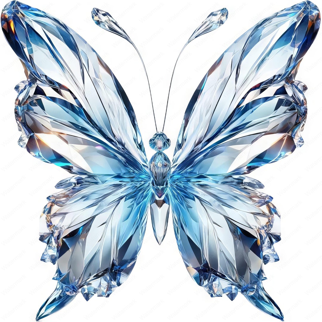 Crystal Butterfly Clipart Bundle: Sparkling Gemstone Designs (digital ...
