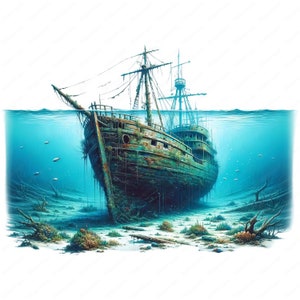 Sunken Ship Clipart: Nautical Art Bundle (digital Download) - Etsy