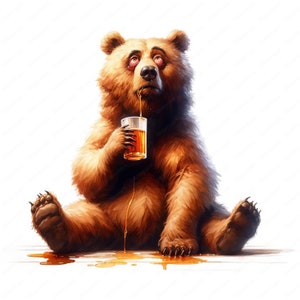 Funny Drunk Bear Clipart Humorous Drunk Bear Clipart Bundle 10 High-quality Images Comical ...