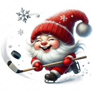 Hockey Gnome Clipart | Winter Gnome Ice Skating Clipart Bundle | 10 ...