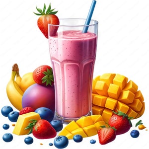 Fruit Smoothie Clipart | Refreshing Summer Clipart Bundle | 10 High ...