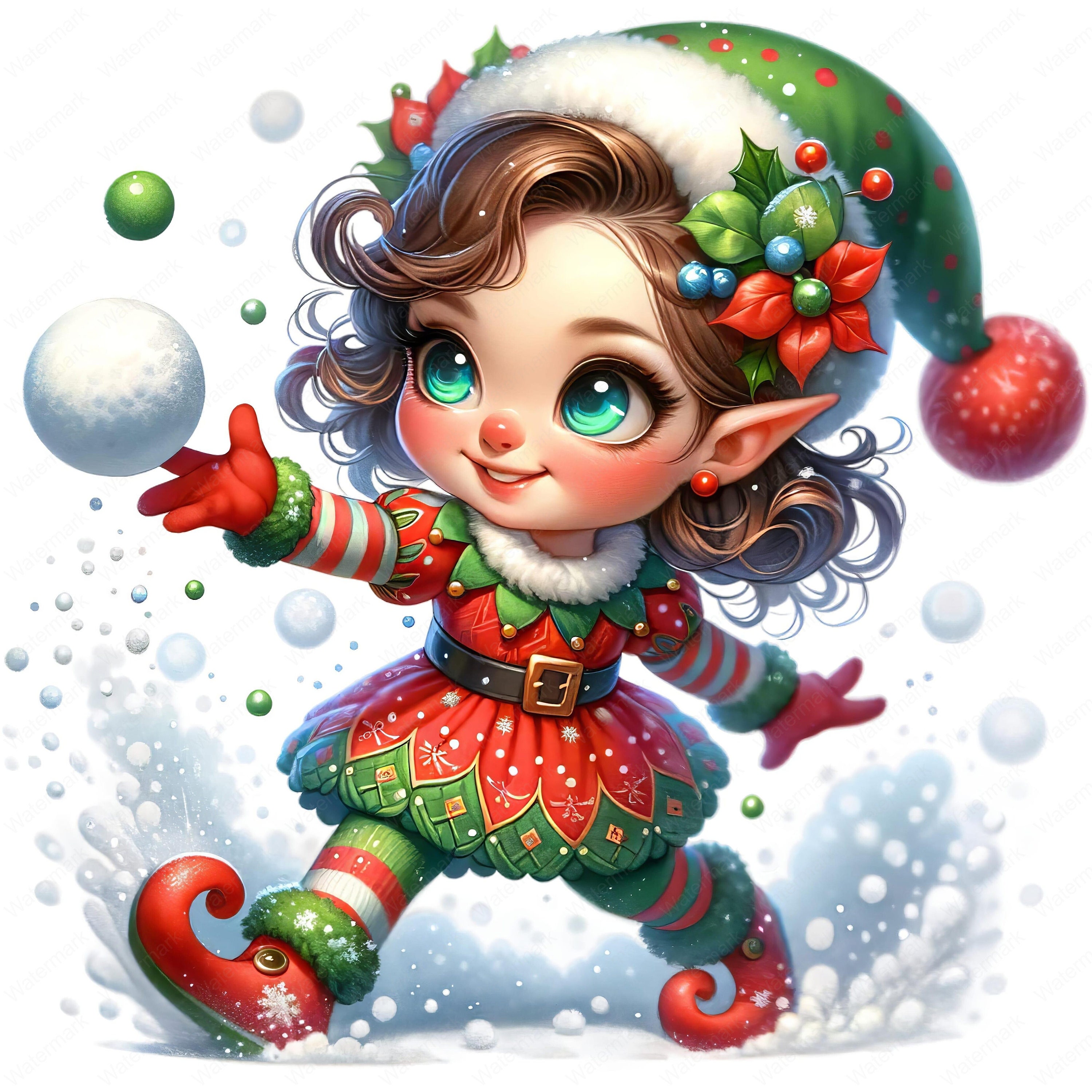 Christmas Girl Elf Clipart: Holiday Art Bundle (digital Download) - Etsy