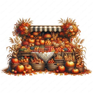 Fall Market Stall Clipart | Cozy Fall Market Stall Clipart Bundle | 10 ...