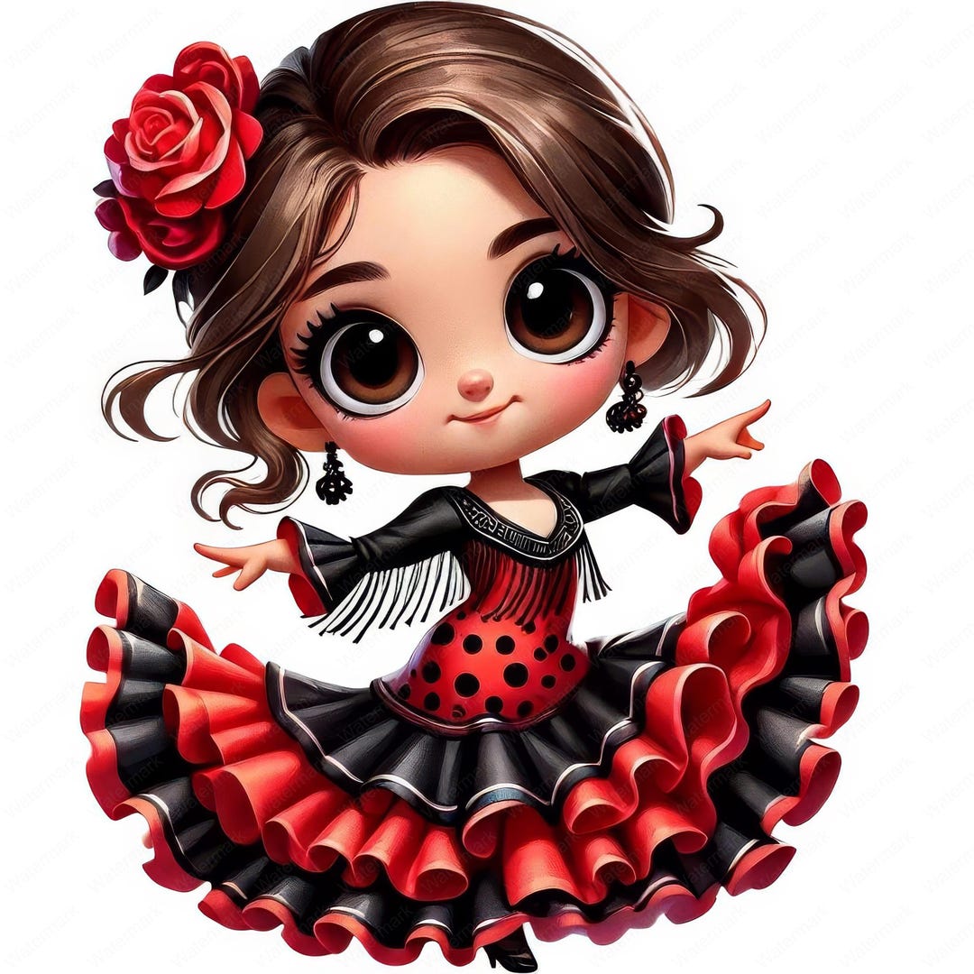 Flamenco Dancer Clipart Adorable Flamenco Dancer Bundle 10 High-quality ...