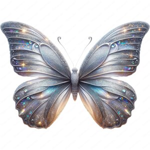 Silver Butterfly Clipart Bundle: Metallic Art Designs (digital Download ...