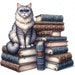 Library Cat Clipart 10 High-quality Designs Bookworm Cat Illustrations ...