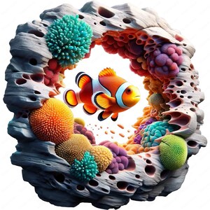 3D Clownfish Clipart Vibrant 3D Clownfish Clipart Bundle 10 High ...