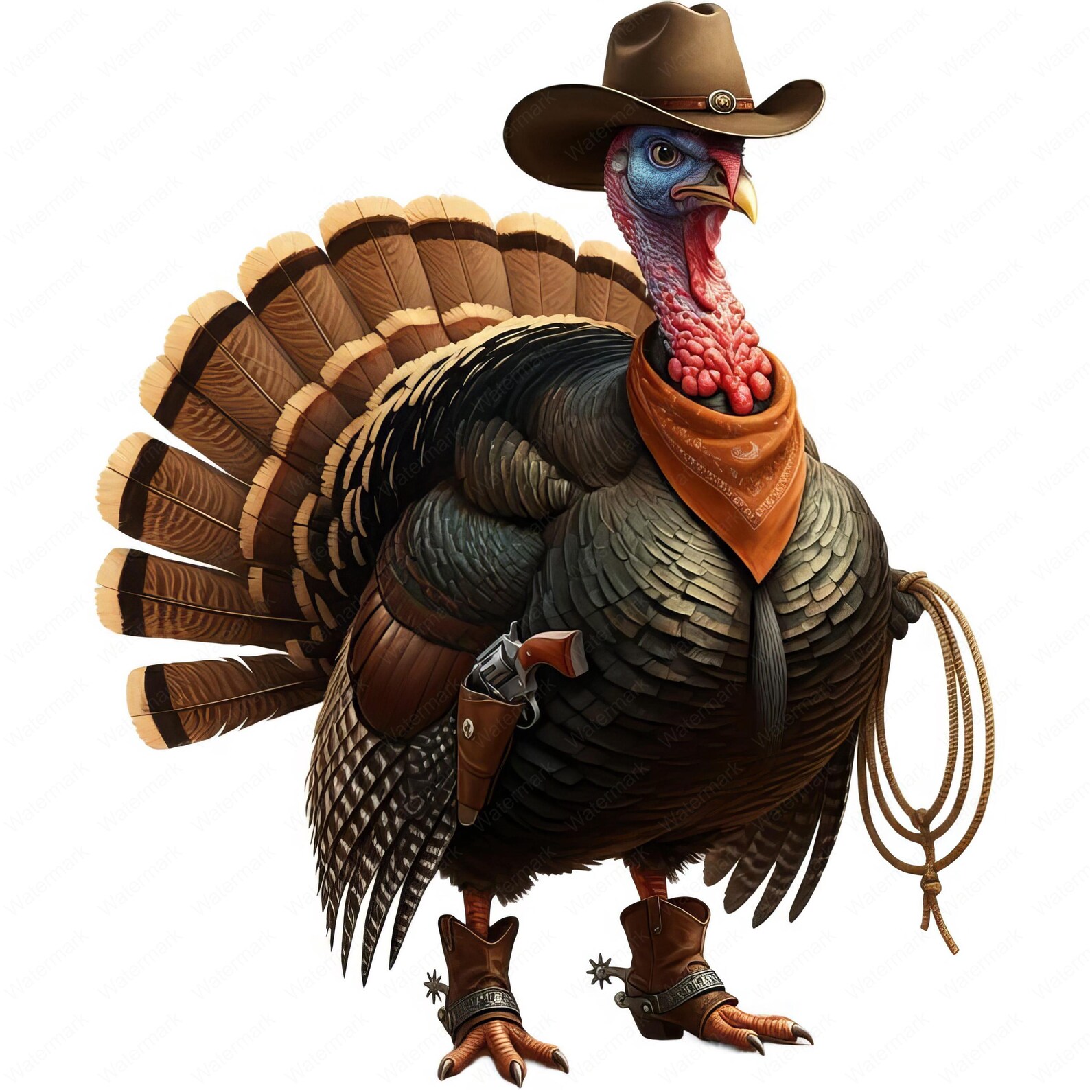Cowboy Turkey Clipart: 3D Western Cartoon PNG Bundle (digital Download ...