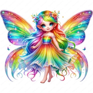 Rainbow Fairy Clipart | Vibrant Rainbow Fairy Clipart Bundle | 10 High ...