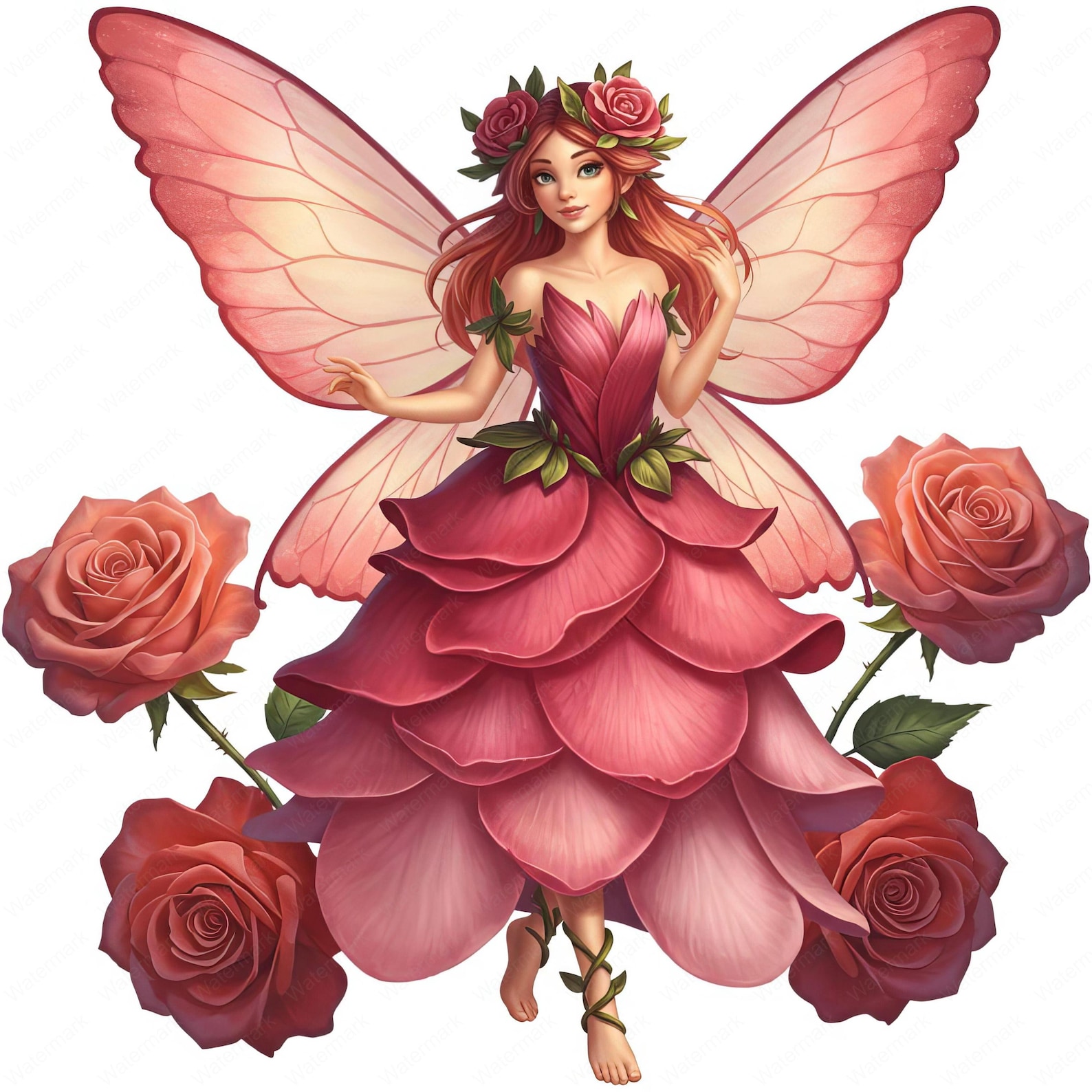 Clipart de Hada Rosa: Paquete PNG floral encantador (Descarga digital ...