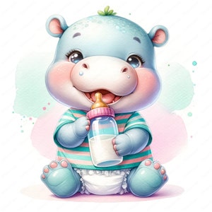 Baby Hippo Clipart Clipart Bundle 10 Adorable Images Animal Art Crafts ...