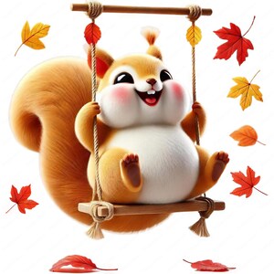 Autumn Squirrel Clipart | Cute Fall Squirrel Clipart Bundle | 10 High ...