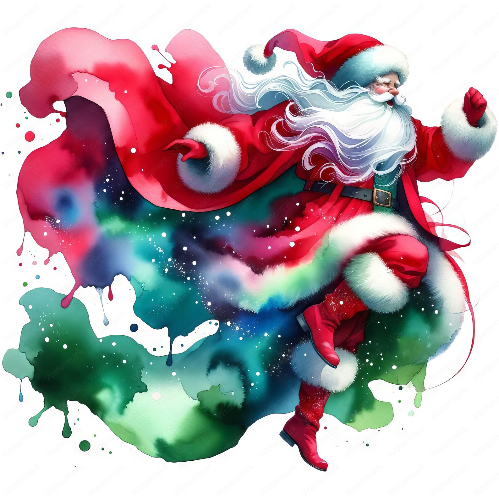 Festive Santa Clipart Bundle: 10 Holiday Designs (commercial Use ...