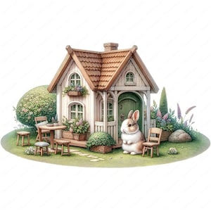Bunny House Clipart | Cozy Bunny House Clipart Bundle | 10 High-quality ...