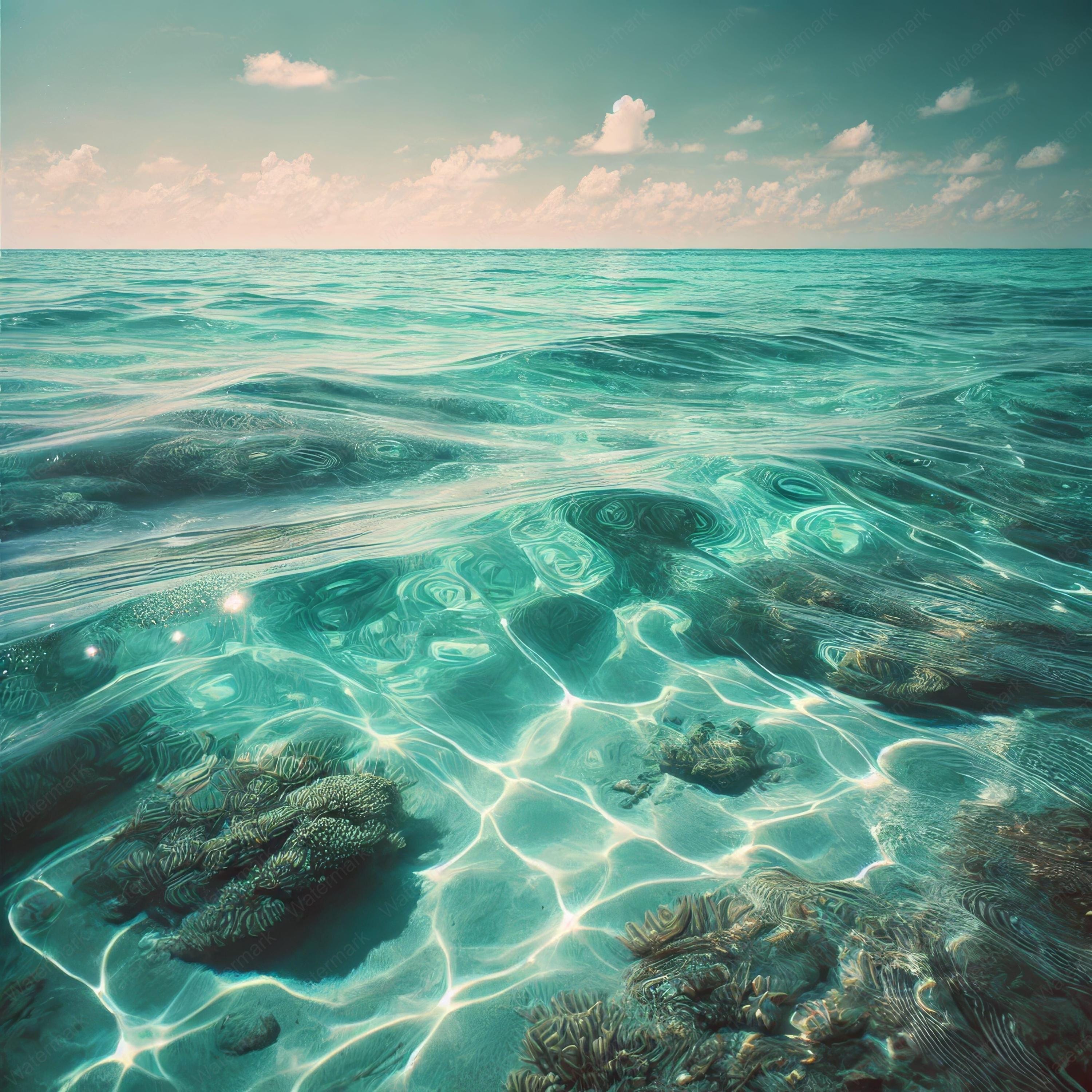 Seascape Clipart: Crystal Clear Ocean Jpgs (digital Download) - Etsy