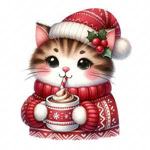 Christmas Cat Clipart Clipart Bundle 01 10 Festive Images Holiday Art ...