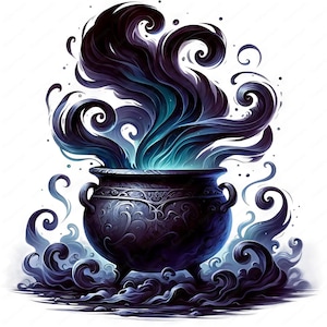 Spooky Cauldron Clipart Bundle: Halloween Art, Commercial Use (digital ...