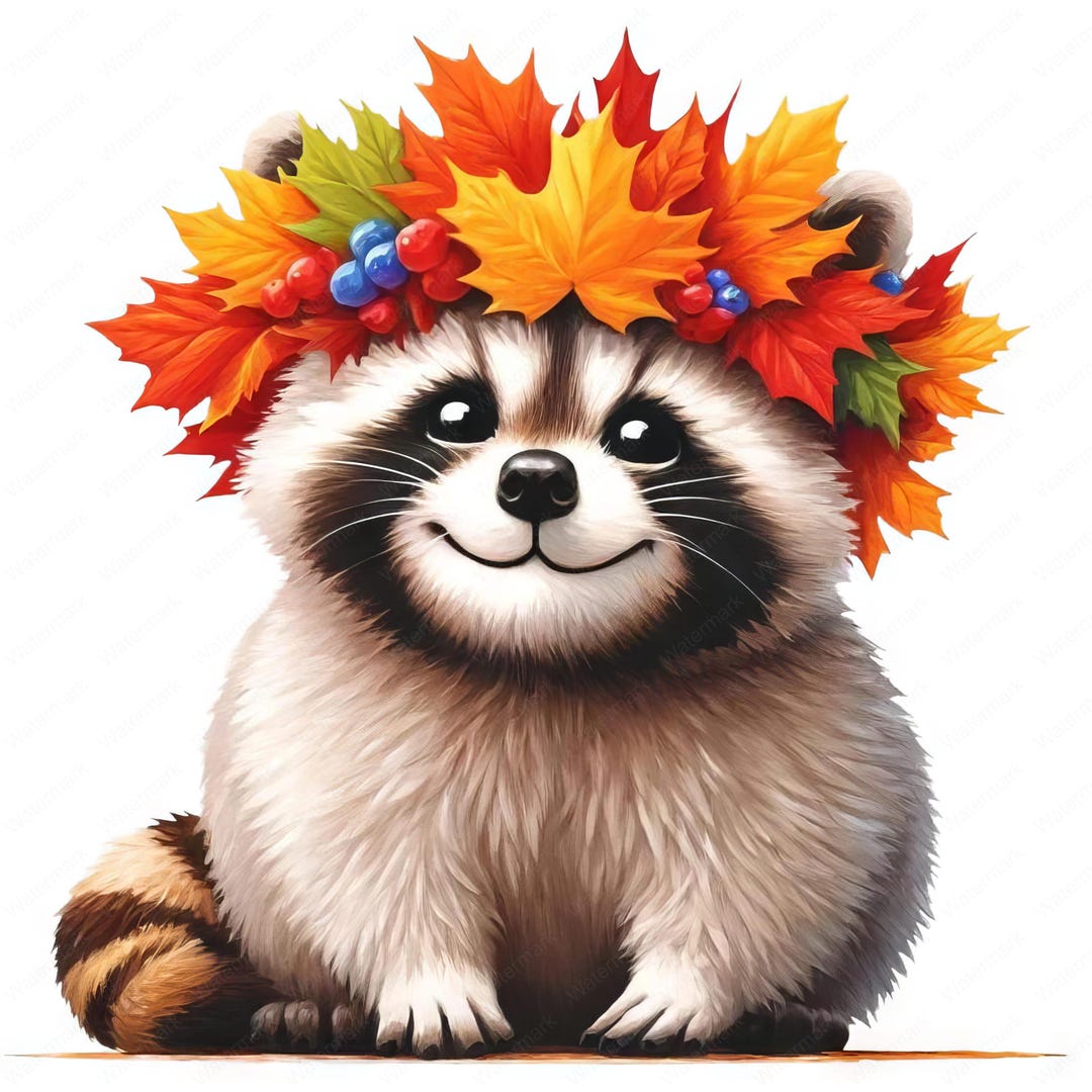 Autumn Raccoon Clipart | Adorable Fall Raccoon Clipart Bundle | 10 High ...