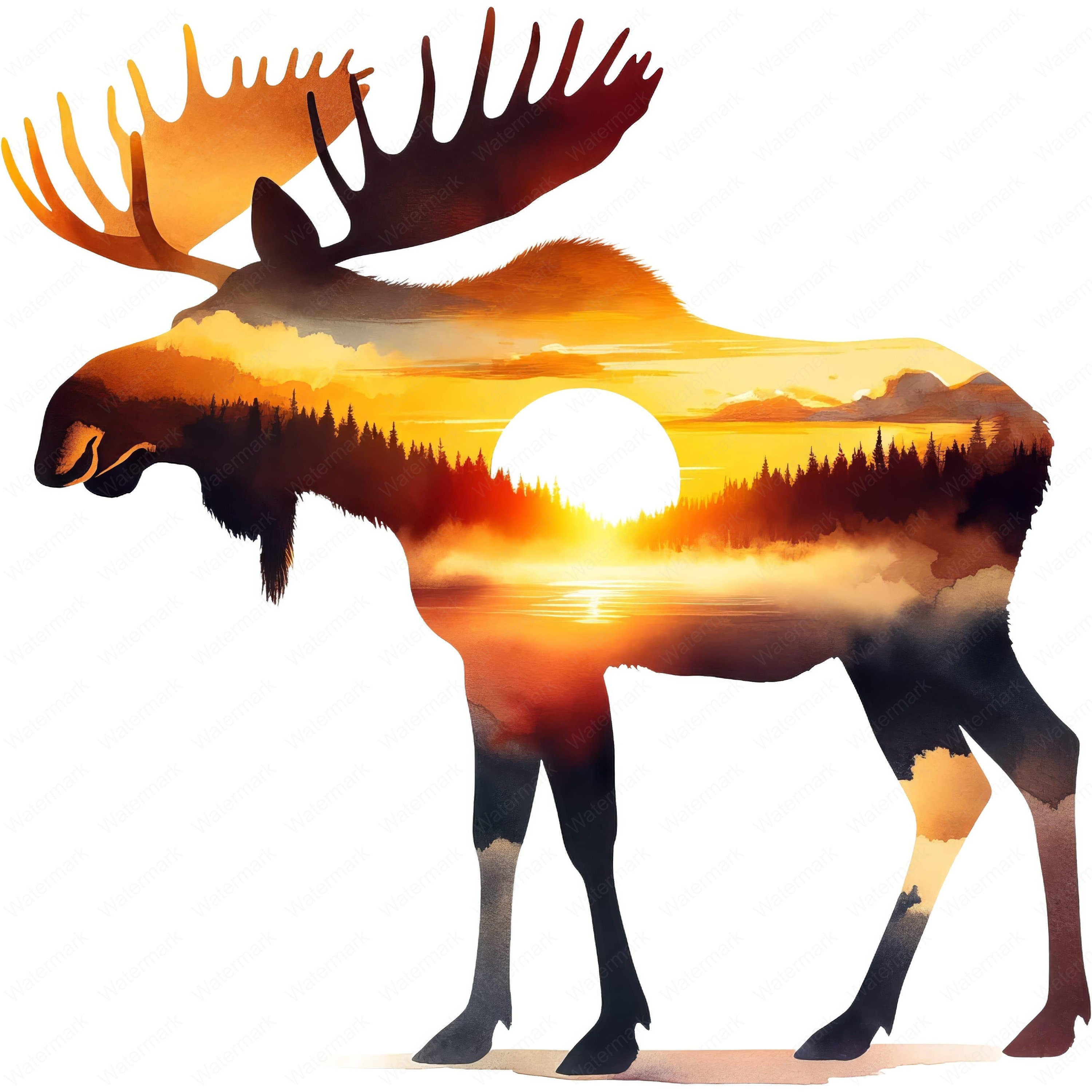 Majestic Moose Clipart Bundle: Wildlife Art Printables (digital ...