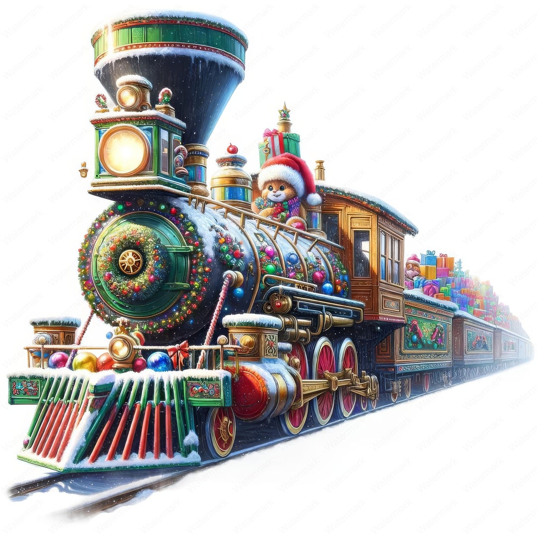 Xmas Train Clipart | Festive Xmas Train Clipart Bundle | 10 High ...
