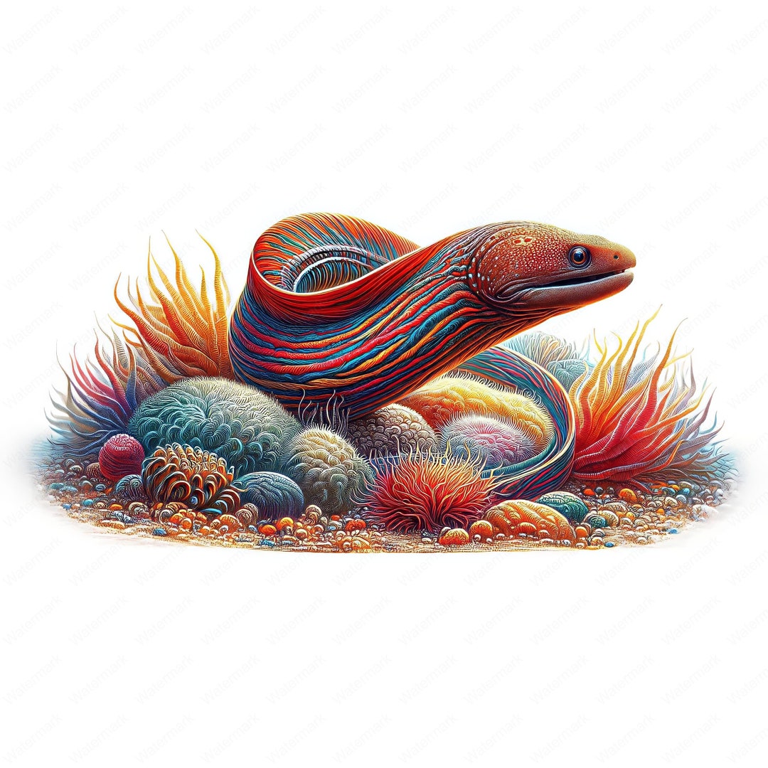 Eel Clipart Realistic Eel Clipart Bundle 10 High-quality Images Marine ...