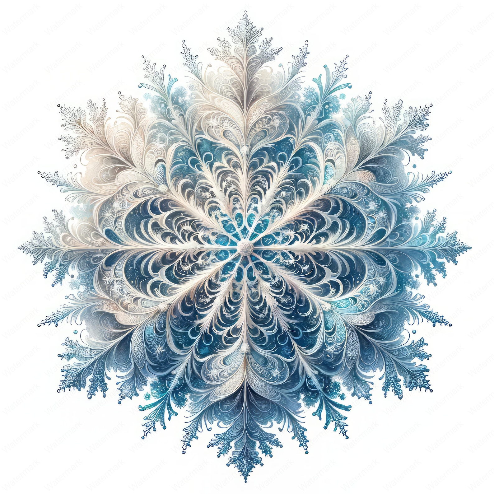 Whimsical Snowflake Clipart Bundle: Winter Art Printables (digital ...