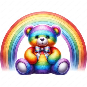 Rainbow Teddy Bear Clipart | 10 High-quality Designs | Colorful Bear ...