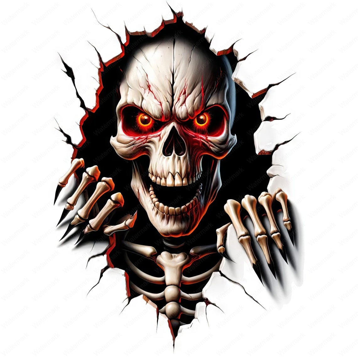 Terrifying Skeleton Clipart Bundle: Horror Art Designs (digital ...