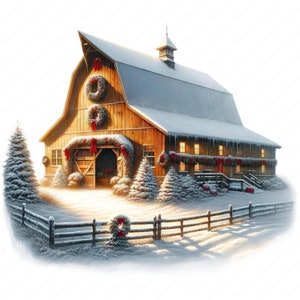 Christmas Barn Clipart Bundle: Festive Holiday Farm Art (digital ...