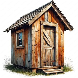 Rustic Outhouse Clipart | Charming Rustic Outhouse Clipart Bundle | 10 ...