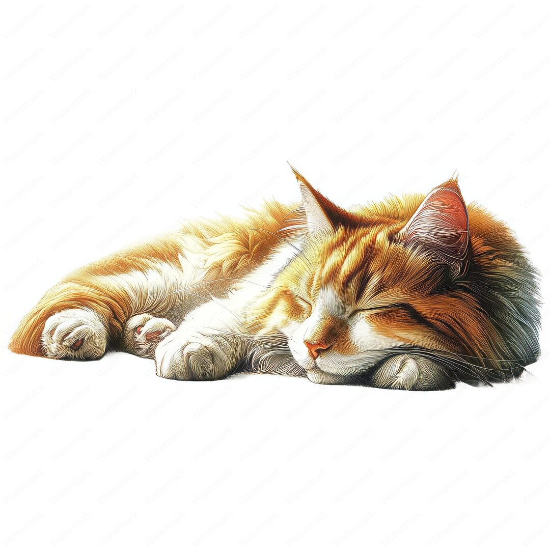 Cat Nap Clipart Peaceful Cat Nap Clipart Bundle 10 High-quality Images ...