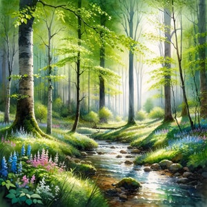 Spring Forest Clipart | Spring Forest Digital Paper | Vibrant Designs ...