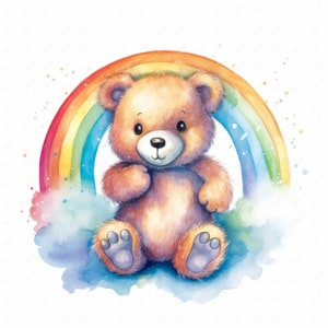 Rainbow Teddy Bear Clipart 10 High-quality Images Nursery - Etsy
