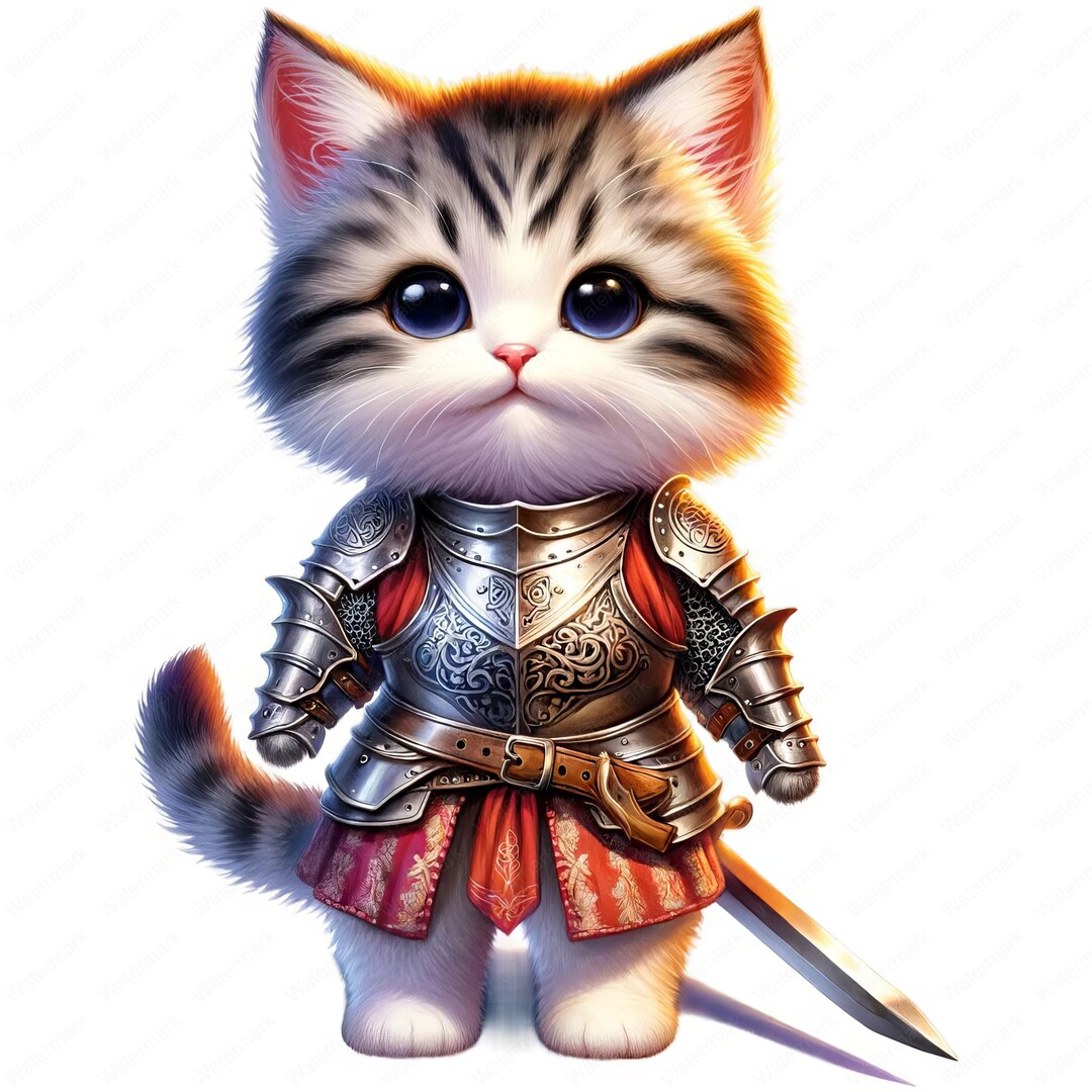 Knight Cat Clipart Valiant Knight Cat Clipart Bundle 10 High-quality ...