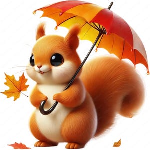 Autumn Squirrel Clipart | Cute Fall Squirrel Clipart Bundle | 10 High ...