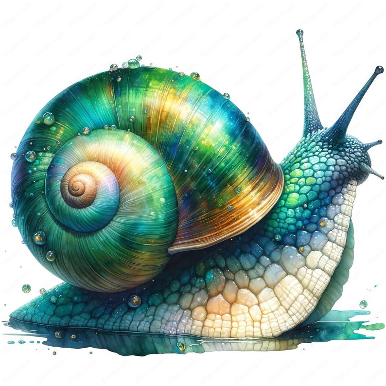 Vivid Watercolor Snail Clipart Bundle | Nature Art Printables (digital ...