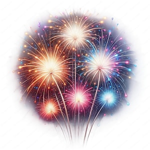 Sparkling Fireworks Clipart Bundle | Celebration Art Printables ...